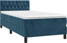 Box spring postel s matrací tmavě modrá 100x200 cm samet 3141471