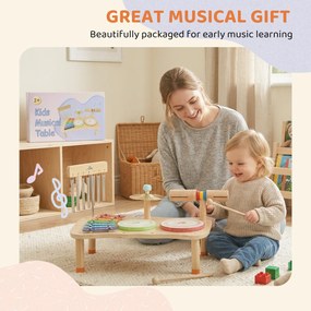 AIYAPLAY dětské hudební nástroje ze dřeva ve stylu Montessori s bubnem, xylofonem, dvojitým zvonem, cymbály, zvonkem