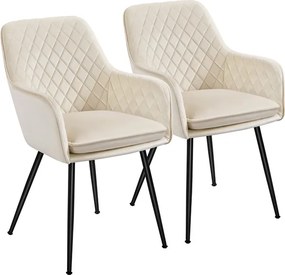 Sada 2 ks – Jídelní židle Yaheetech – béžová, 61 cm (délka) × 55 cm (šířka) × 85 cm (výška) (267329996755)