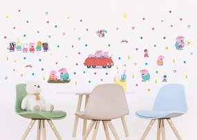 Dětská samolepka na zeď Prasátko Peppa Rodinná Jízda | 42.5 x 65 cm | DDKM1665