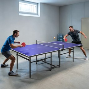 Stůl na stolní tenis SPORTNOW, čtvrtkruhový skládací stůl na stolní tenis s kolečky, sada na stolní tenis se 2 pálkami na stolní tenis, 3 míčky, venk…