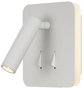 Mantra 7823 Cayman, bílá nástěnná lampička s dvojím svícením k posteli LED 3+6W 3000K, 13x13cm