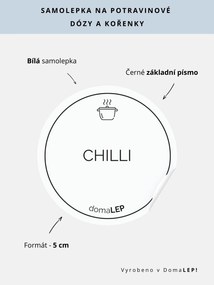 Samolepka na kořenky CHILLI bílá 5 cm základní písmo