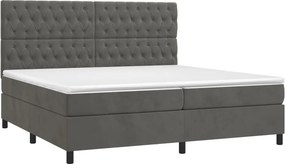 Box spring postel s matrací tmavě šedá 200x200 cm samet 3143224