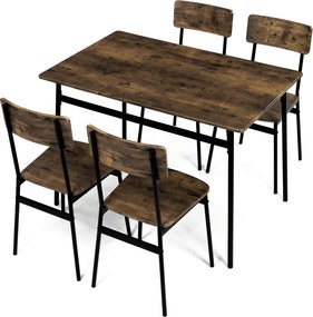 Jídelní set CORTINA 1+4 - old wood 2 / černé kovové nohy
