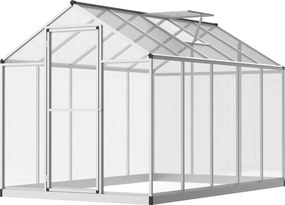 Zelený skleník Outsunny 3 x 2 m z hliníku a polykarbonátu s plochou 5,5 m², základem, větracím oknem a zámkem dveří | Aosom