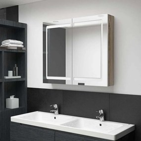 vidaXL LED koupelnová skříňka se zrcadlem 80 x 12 x 68 cm [326516] Barva: bílá a dub