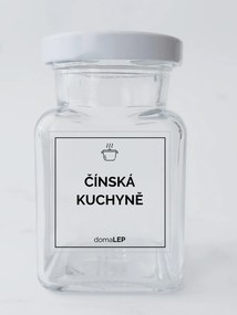 Samolepka na kořenky ČÍNSKÁ KUCHYNĚ průhledná 5 × 5 cm tučné písmo