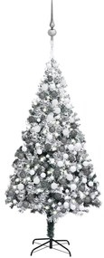 Umělý vánoční stromek LED a sada koulí zasněžený zelený 300 cm,  3077890 HangarStore.cz