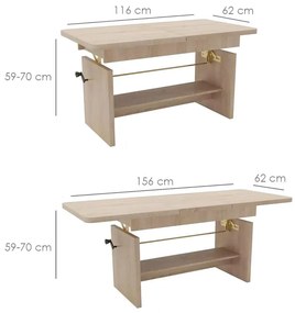 Konferenční stolek JANEK 2v1 | rozkládací 116-156 cm | sonoma