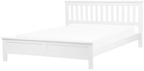 Bílá dřevěná postel s rámem MAYENNE 160x200 cm Beliani