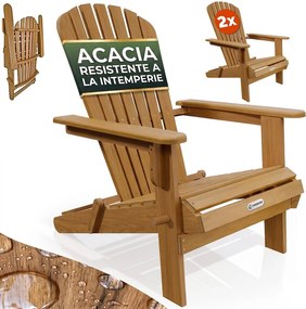 Lehátko Adirondack sada 2 ks z akáciového dřeva skládací