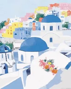 NORIMPEX Diamantové malování Modré střechy v Santorini / 30x40 cm