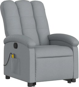 Zvedací masážní polohovací křeslo světle šedé textil 3204104