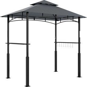 Grilovací pavilon Outsunny s LED 243 x 148 x 248 cm Voděodolný a nehořlavý zahradní pavilon s dvojitou střechou, postranními policemi, altánem s UV oc