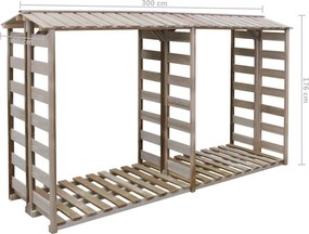 vidaXL Kůlna na dříví 300 x 90 x 176 cm impregnovaná borovice [43330]