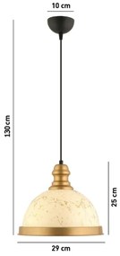Lustr na lanku MONZA 1xE27/40W/230V pr. 29 cm krémová/bronzová