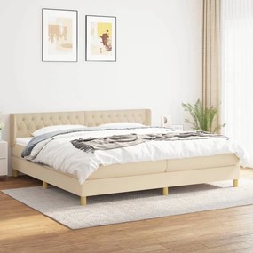 Box spring postel s matrací krémová 200x200 cm textil 3130622