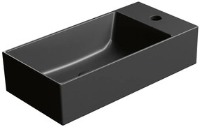Sapho, KUBE X keramické umyvadlo 50x25 cm, umyvadlová baterie vpravo, černá matná