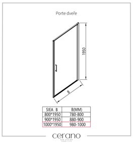 Cerano Porte, 1-křídlé sprchové dveře 100x195 cm, 8mm čiré sklo, chromový profil, CER-CER-413480