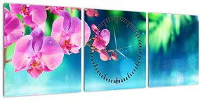 Obraz - Orchidej (s hodinami) (90x30 cm)