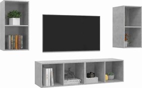 vidaXL Nástěnné TV skříňky 4 ks dřevotříska [3079871] Barva: Betonová šedá