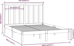 vidaXL Rám postele masivní borovice 135 x 190 cm Double [3106614] Barva: Přírodní