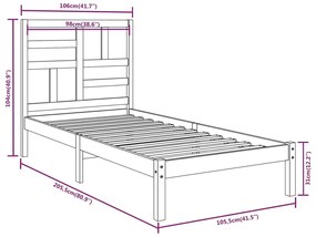Rám postele šedý masivní dřevo 100 x 200 cm,  3105942