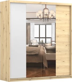 IDZ Šatní skříň MARSYLIA 2D 21, 203 cm Bílá/Dub Artisan