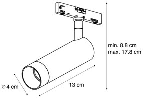 Moderní bodové svítidlo béžové s černou pro 1fázový kolejnicový systém GU10 35mm - Slimline Uzzy