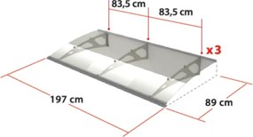 LANIT PLAST, s.r.o. stříška nad dveře LANITPLAST BLUEMOON XL 197/89 stříbrná LG2581