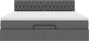 Osmanský rám postele s matrací tmavě šedá 160x200cm textil 3311554