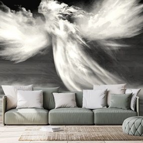 Samolepící tapeta černobílá podoba anděla v oblacích - 450x300 cm
