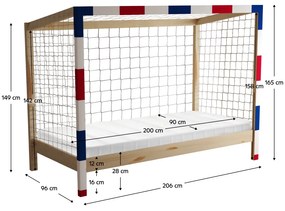Kondela Montessori postel, přírodní/bílá/modrá/červená, 90x200, FUTAL