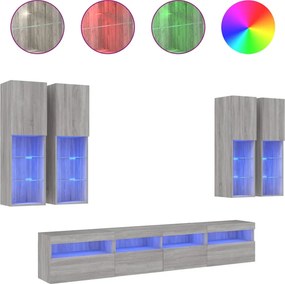 7dílná obývací stěna s LED osvětlením šedá sonoma 3216776