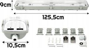 LED hermetické svítidlo 120cm 36W 5760lm 6500K do garáže s plechem