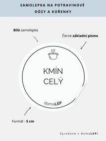 Samolepka na kořenky KMÍN CELÝ bílá 5 cm základní písmo