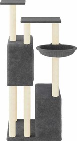 Škrabadlo pro kočky se sisalovými sloupky tmavě šedé 122 cm 172054