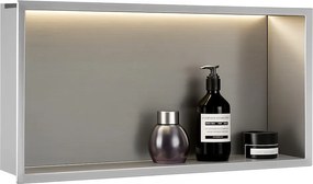 Rea Rea, LED polička na zapuštění 60x30x10 cm, 12W, 3000K, broušená ocel, REA-08544