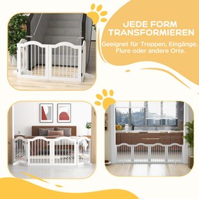 PawHut Psí Zábrana 4-Panel, 208 x 61 cm Skládací Psí Brána s Dveřmi, Ochranná Brána s 2 Podpěrami, Samostatná Zábrana pro Schody do Kuchyně, Chodby, …
