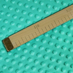 Dětská látka Minky 3D puntíky MKP-047 Tyrkysově zelená - šířka 150 cm