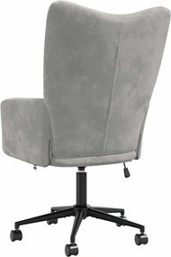 Relaxační křeslo světle šedé samet 328172