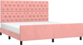 Rám postele s čelem růžový 160x200 cm samet 3125951