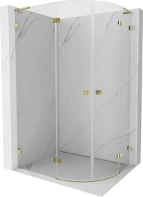 Mexen Lunar, L půlkruhový sprchový kout naklápěcí doleva 100 x 90 cm, 8mm čiré sklo, zlatý profil, 833L-100L-090P-50-00