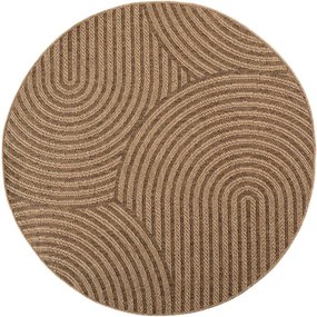 Hnědý kulatý vnitřní a venkovní koberec ø 80 cm Timber 1401 – Ayyildiz Carpets