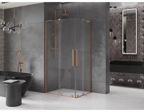 Mexen Velar L Duo, sprchový kout s posuvnými dveřmi 100 x 90 cm, 8mm čiré sklo, měděná matná, 871-100-090-02-03-65
