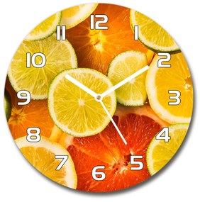 Wallmuralia Skleněné hodiny kulaté Citrusové ovoce fi 30 cm