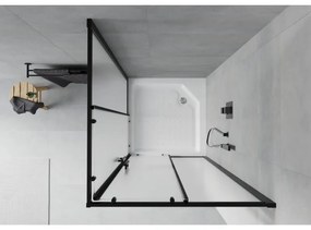 Mexen Rio, sprchový kout s posuvnými dveřmi 90x90x190 cm, 5mm sklo námraza, černý profil + bílá sprchová vanička RIO, 860-090-090-70-30-4510