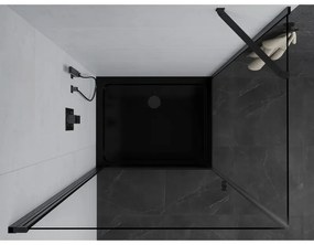 Mexen Pretoria sprchový kout s otočnými dveřmi 80 x 70 cm, průhledné, Černá + vanička do sprchového kouta Flat, Černá - 852-080-