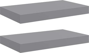 Plovoucí nástěnné police 2 ks šedé 40 x 23,5 x 3,8 cm MDF 323848